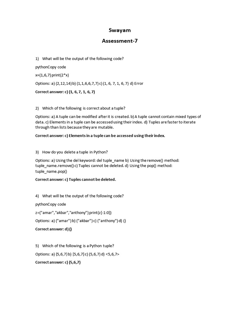 Swayam Assessment 7 | PDF | Computers