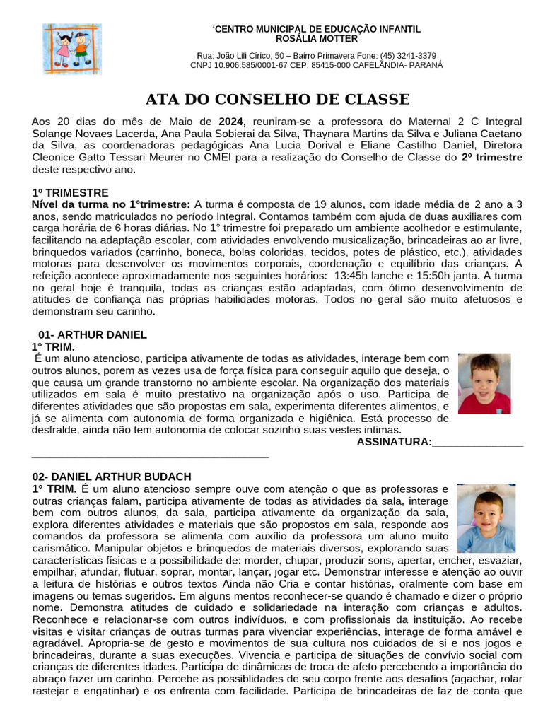 Ata Do Conselho de Classe 1trim | PDF