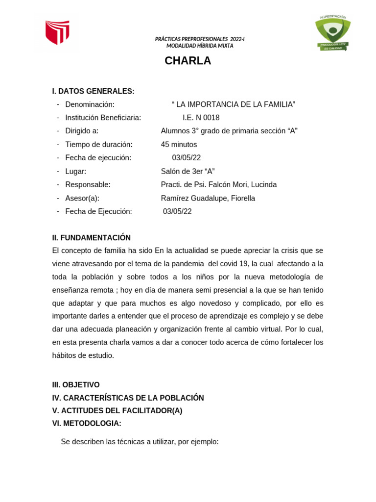 Esquema de Charla | PDF