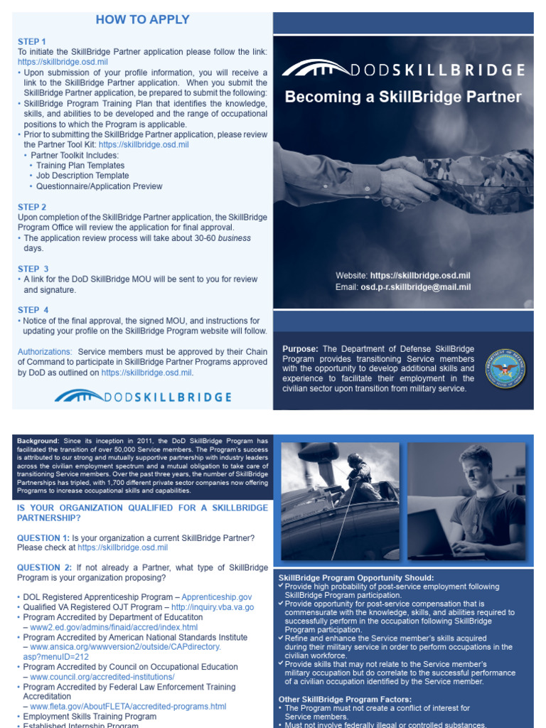 SkillBridge Partner Brochure | PDF