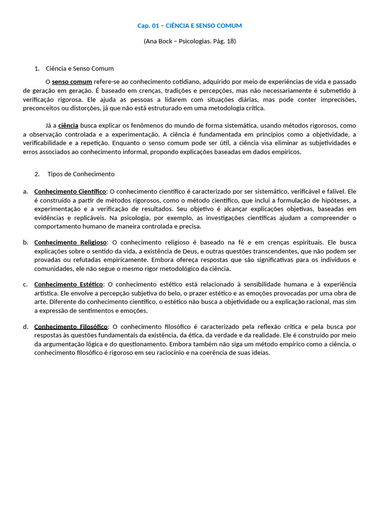 Cap 01 Ciência E Senso Comum Pdf
