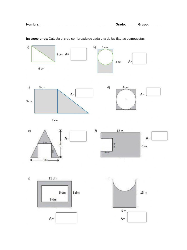 Areas Compuestas Secundaria Matematicas | PDF