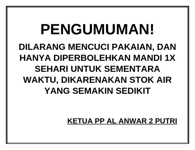 Pengumuman Hemat Air | PDF