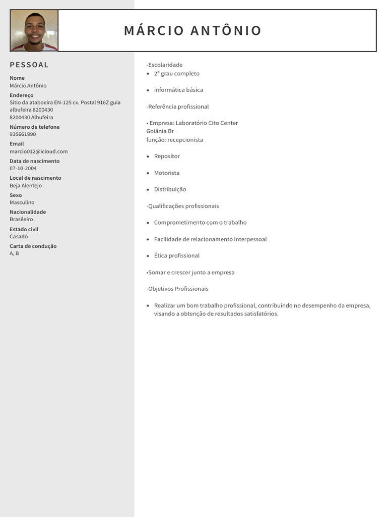 Currículo Márcio Antônio | PDF