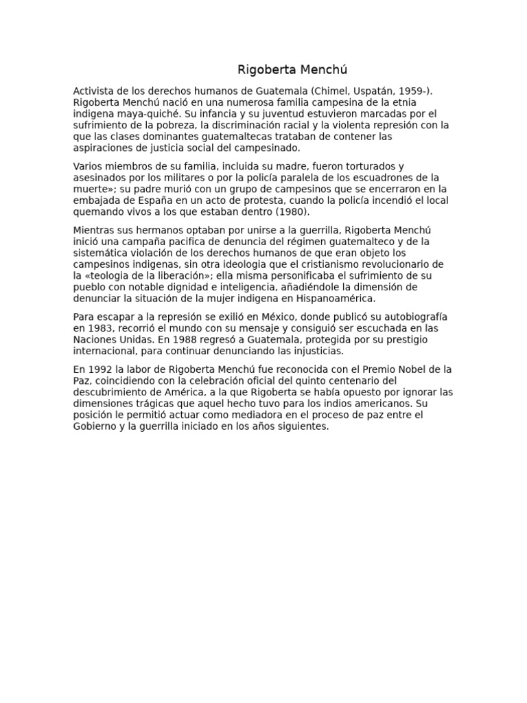 Rigoberta Menchú PDF | PDF