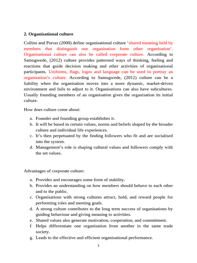 Unit 3 Organisational Culture | PDF | Organizational Culture | Behavioural Sciences