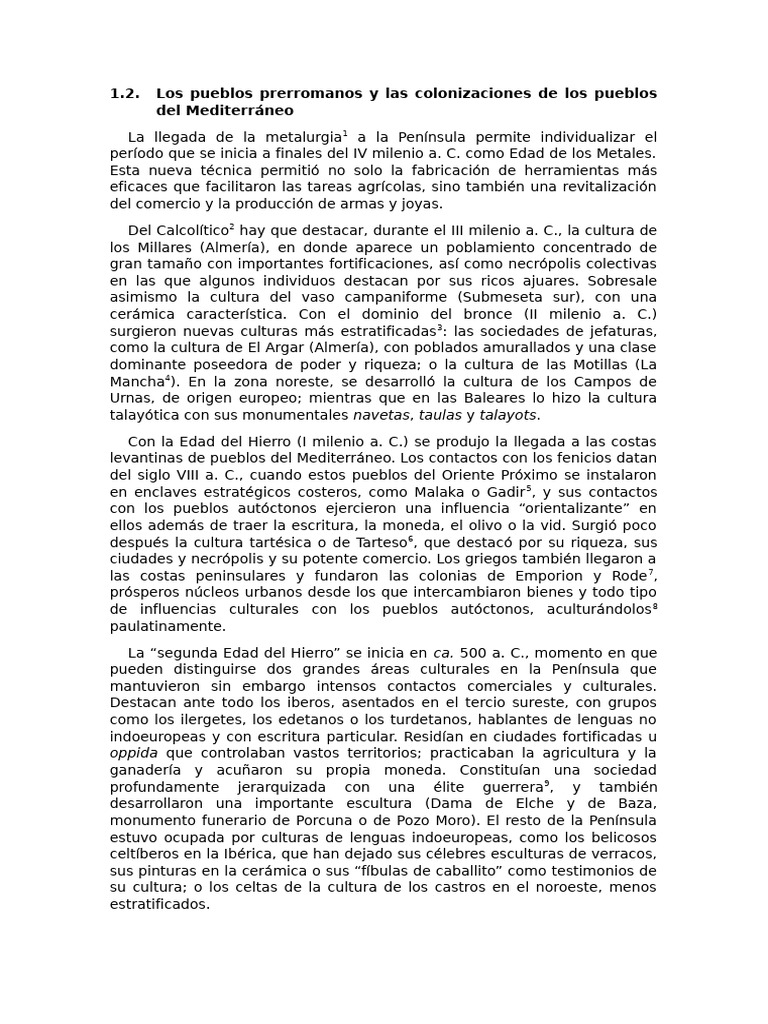 B2 - HE - Tema 1.2. - Los Pueblos Prerromanos y Las Colonizaciones | PDF