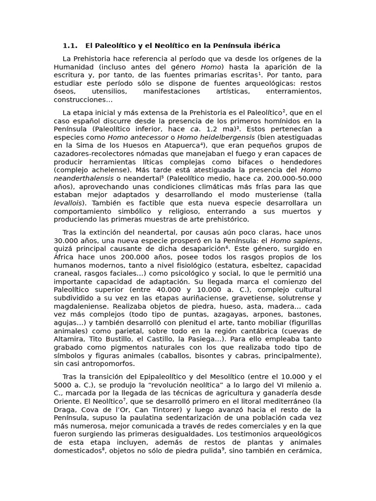 B2 - HE - Tema 1.1. - PaleolÃ Tico y NeolÃ Tico | PDF