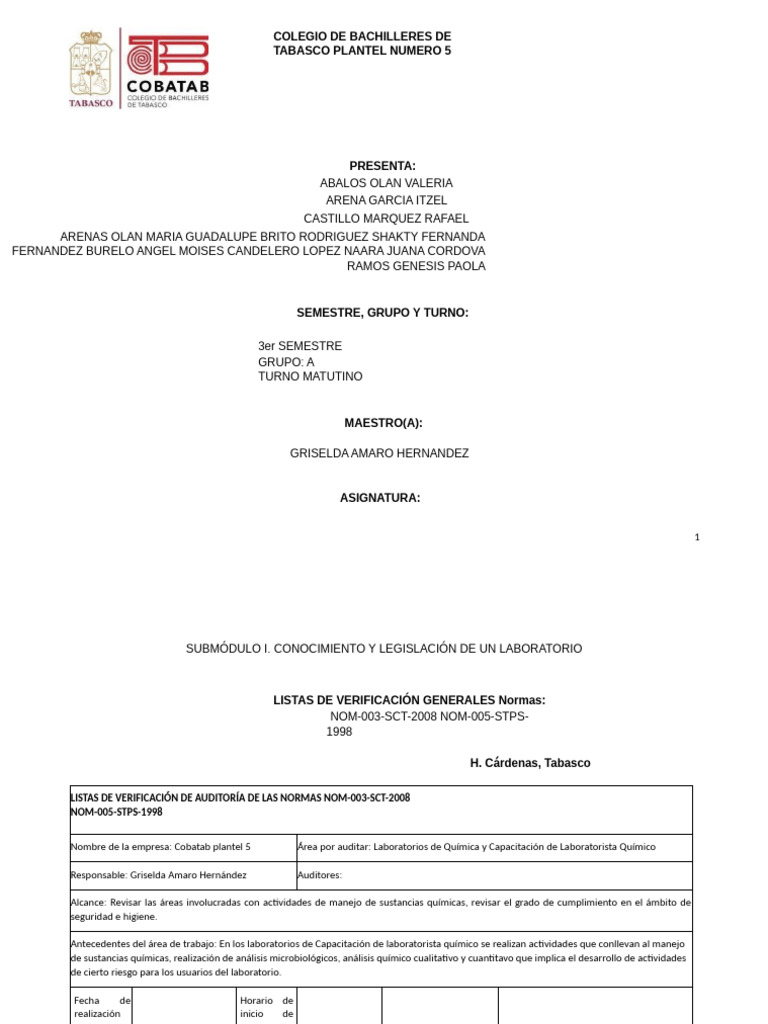 Lista de Verificacion General 3ro A Matutino-1 | PDF