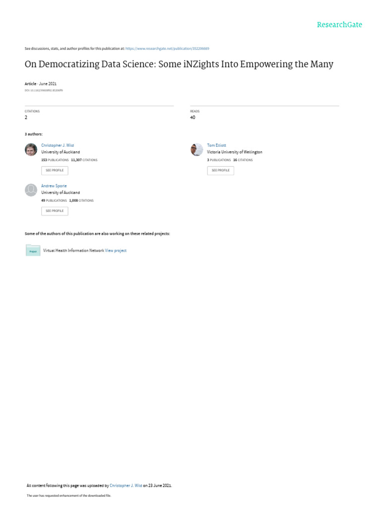 On Democratizing Data Science Some iNZights Into E | PDF
