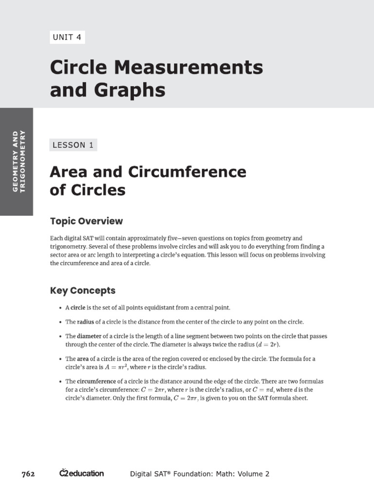 F Math LA4 U4 L1 Circle Measurements and Graphs | PDF