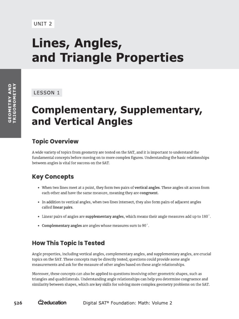 F Math LA4 U2 L1 Lines, Angles, and Triangle Properties | PDF