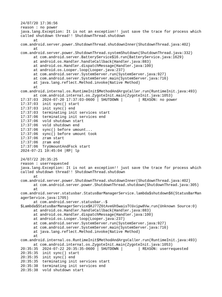 Power Off Reset Reason | PDF