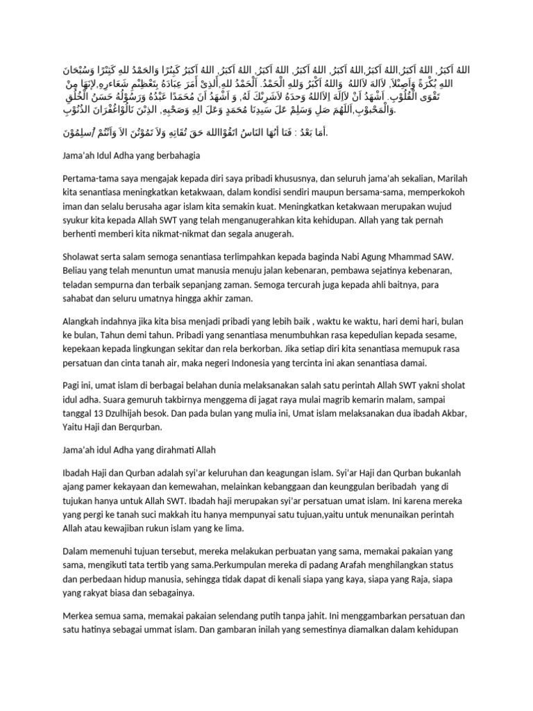 Khutbah Idul Adha | PDF | Worship | Sharia