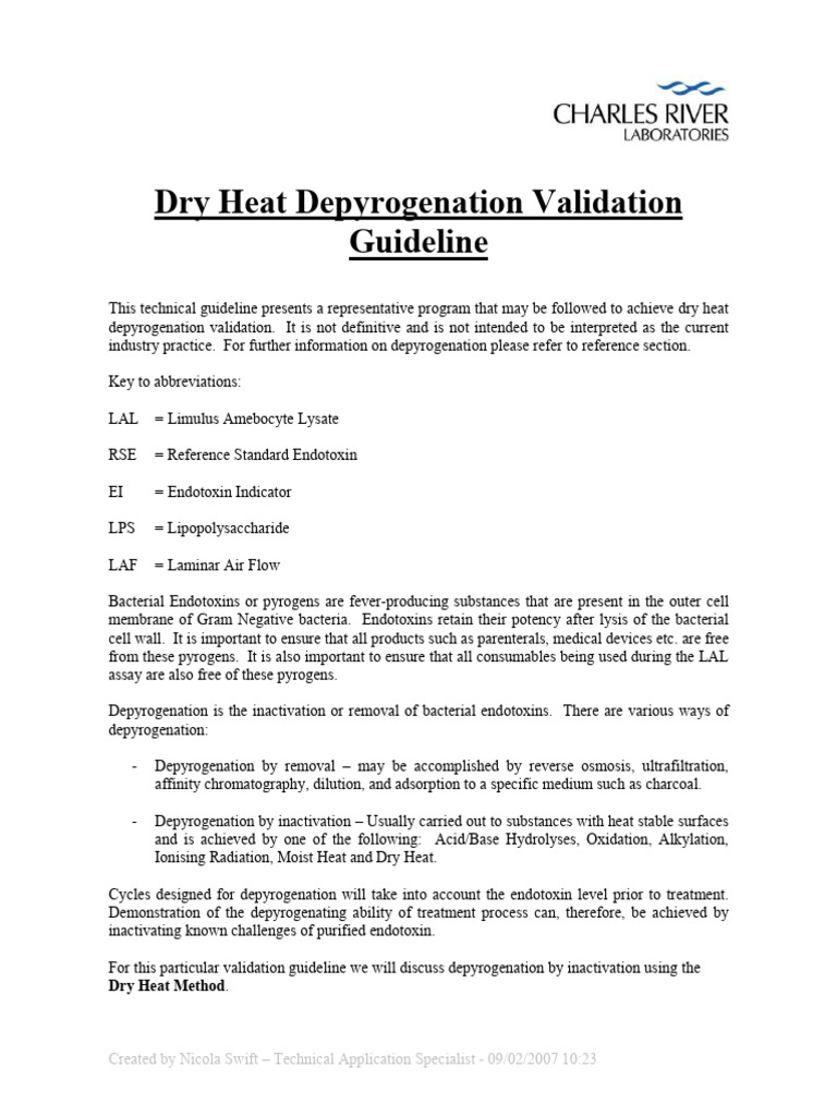 Dry Heat Depyrogenation | PDF
