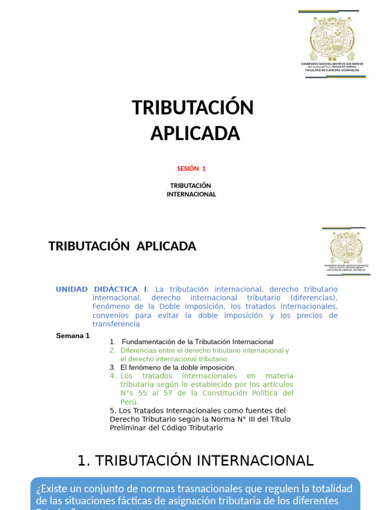TRIBUTACION APLICADA - Sesión - 1ULTIMA VERSION | PDF