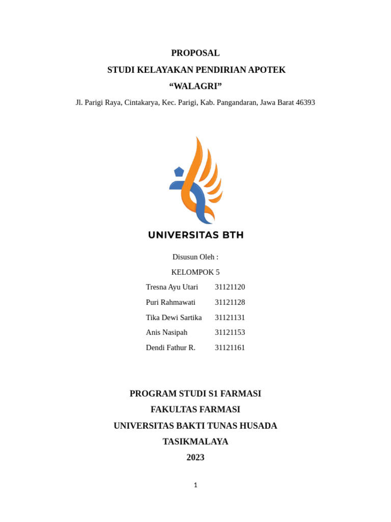 PROPOSAL Studi Kelayakan Apotek | PDF