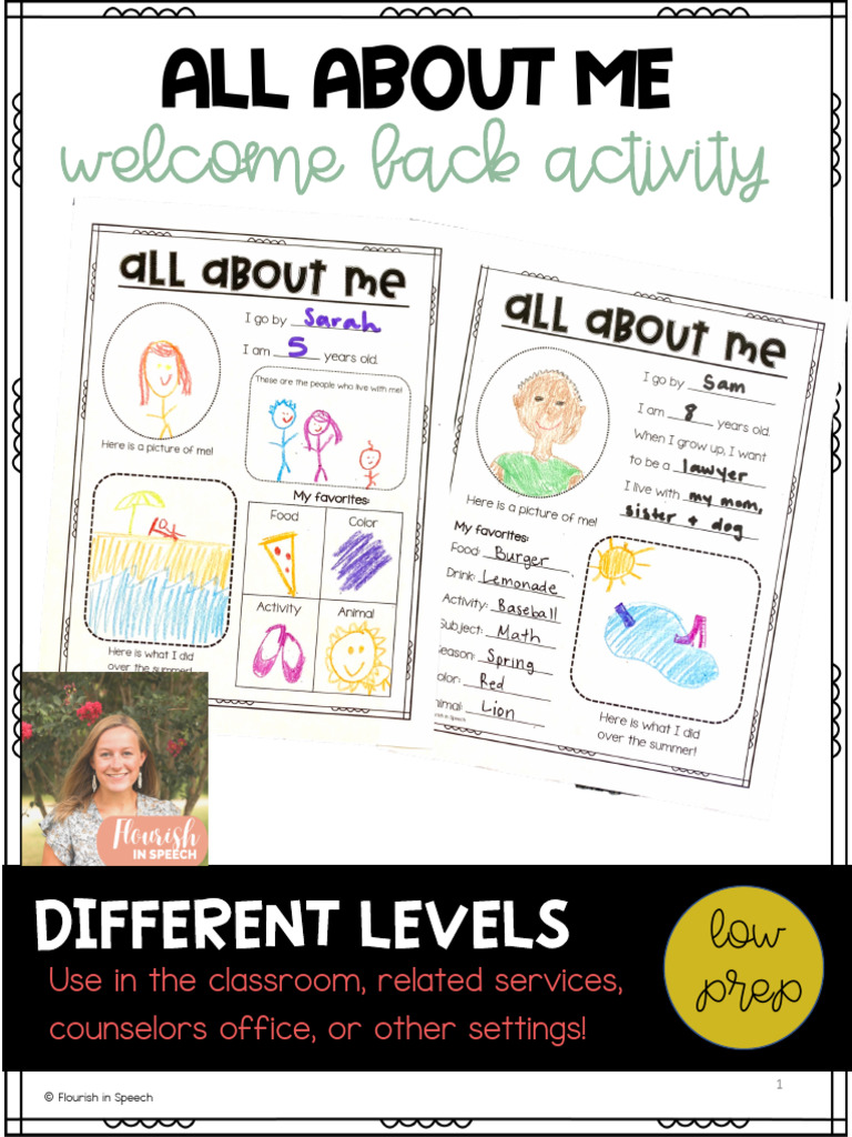 Welcome Back Activity: All About Me | PDF