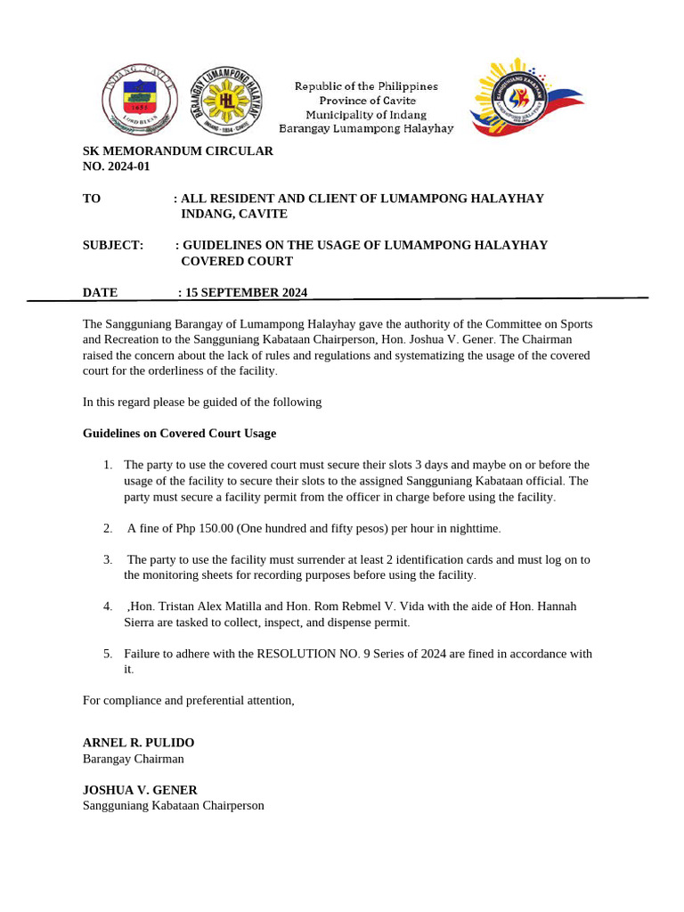 SK MEMORANDUM CIRCULAR 01 | PDF