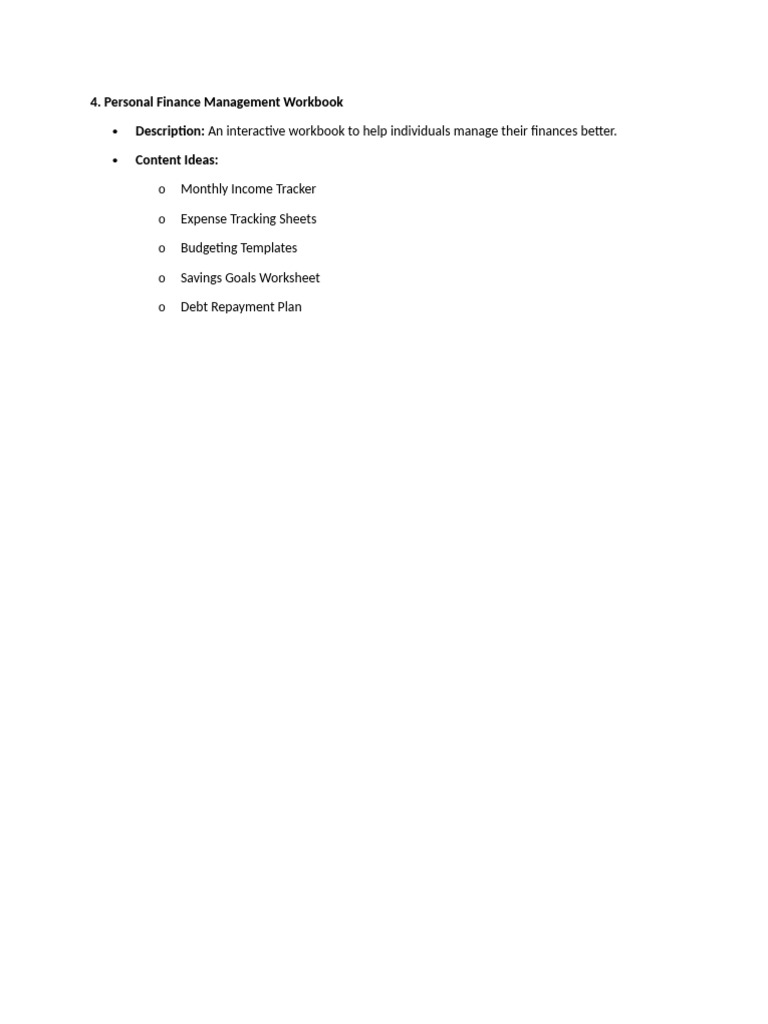 An Interactive Workbook To Help Individuals Manage Their Finances Better | PDF