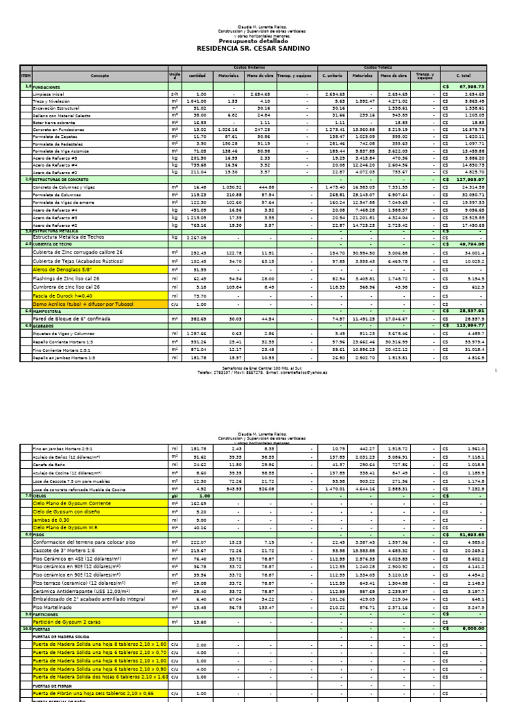 Normas de Rendimiento Horario | PDF | Materiales de construcción ...