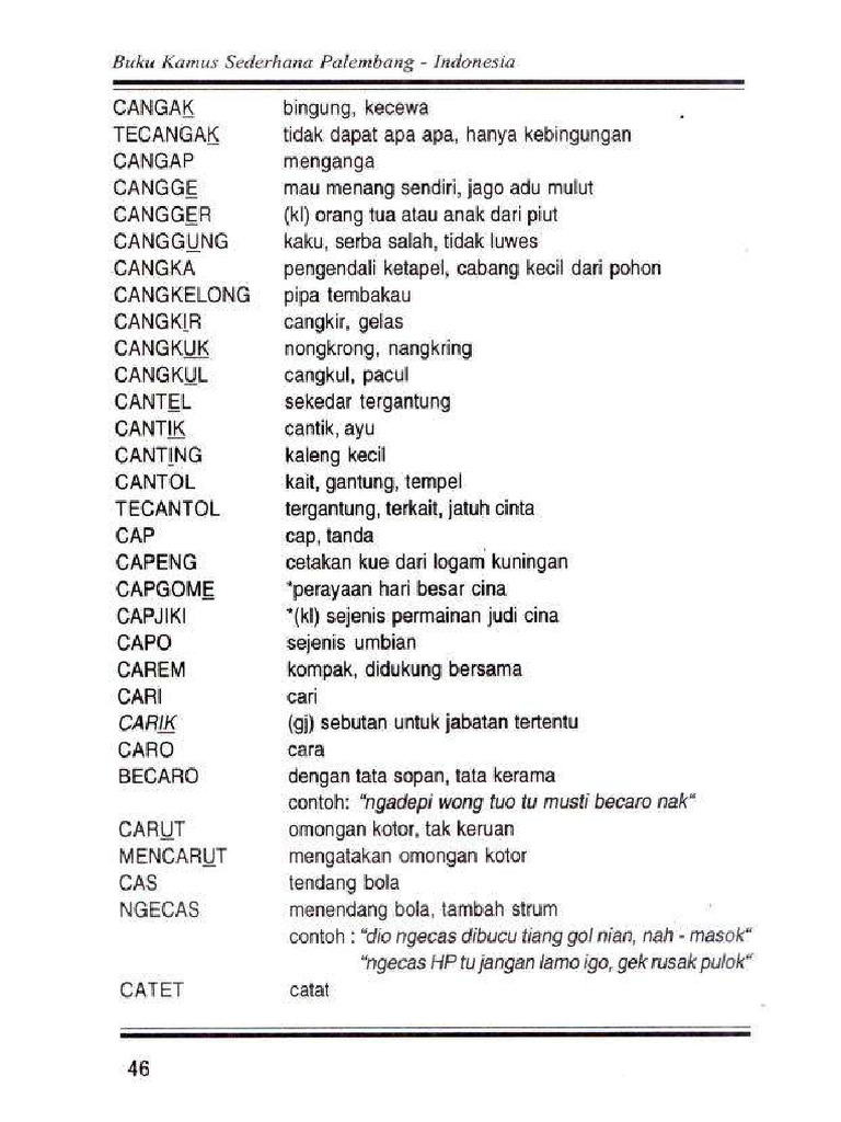 Kamus Sederhana Bahasa Palembang - 0054 | PDF