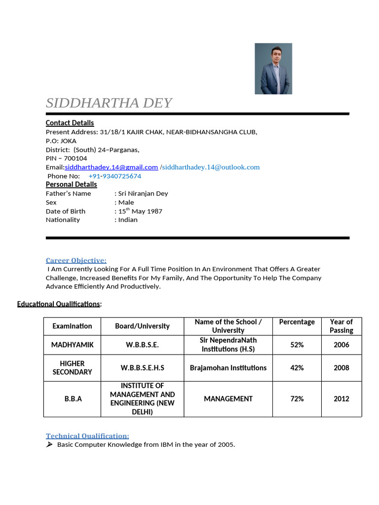 Siddhartha Dey Cv-1 | PDF