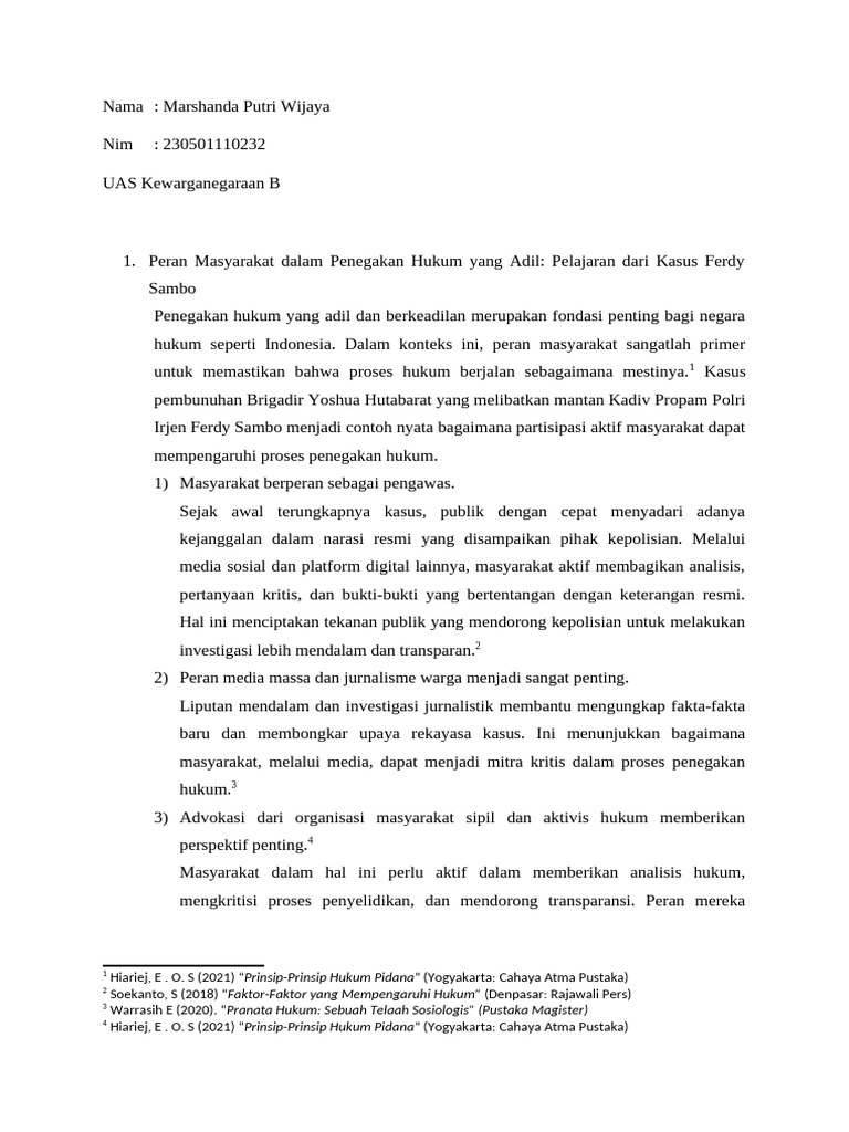 Marshanda Putri Wijaya 232 Uas KWN | PDF