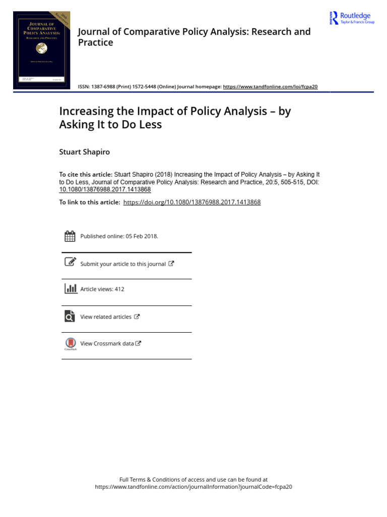 Increasing The Impact of Policy Analysis by Asking It To Do Less | PDF