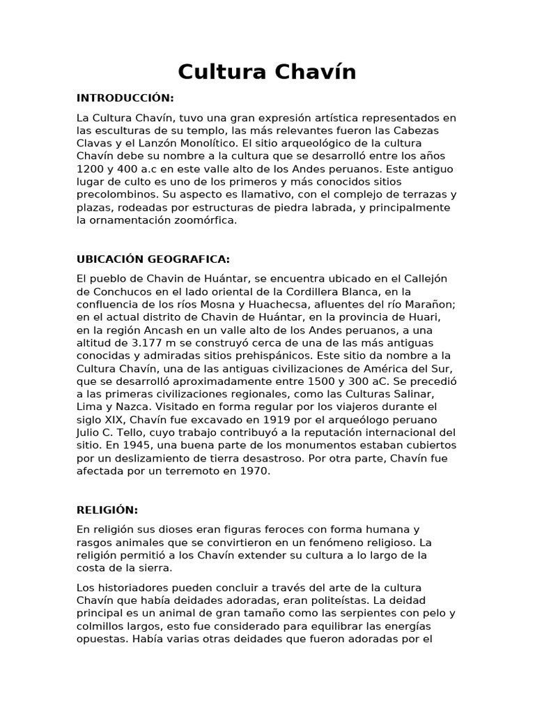 Cultura Chavín | PDF