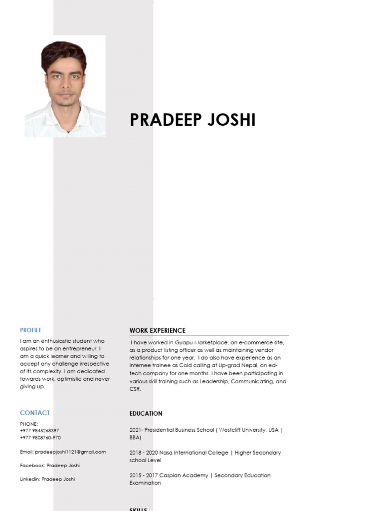RESUME Pradeep Joshi | PDF