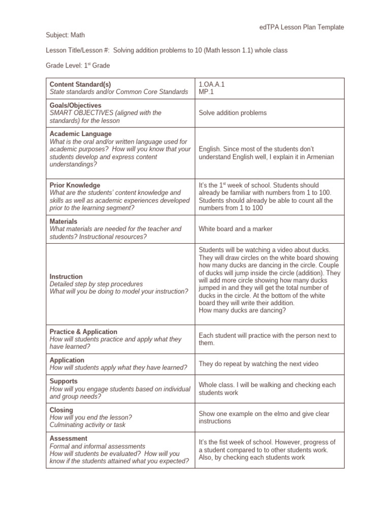 Week 1 Lesson Plan | PDF | Lesson Plan | Career & Growth