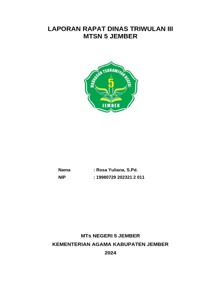 Laporan Rapat Dinas Triwulan 3 | PDF