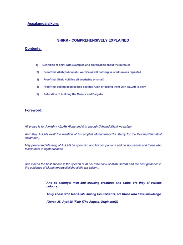 Shirk | PDF | God In Islam | Islamic Philosophy