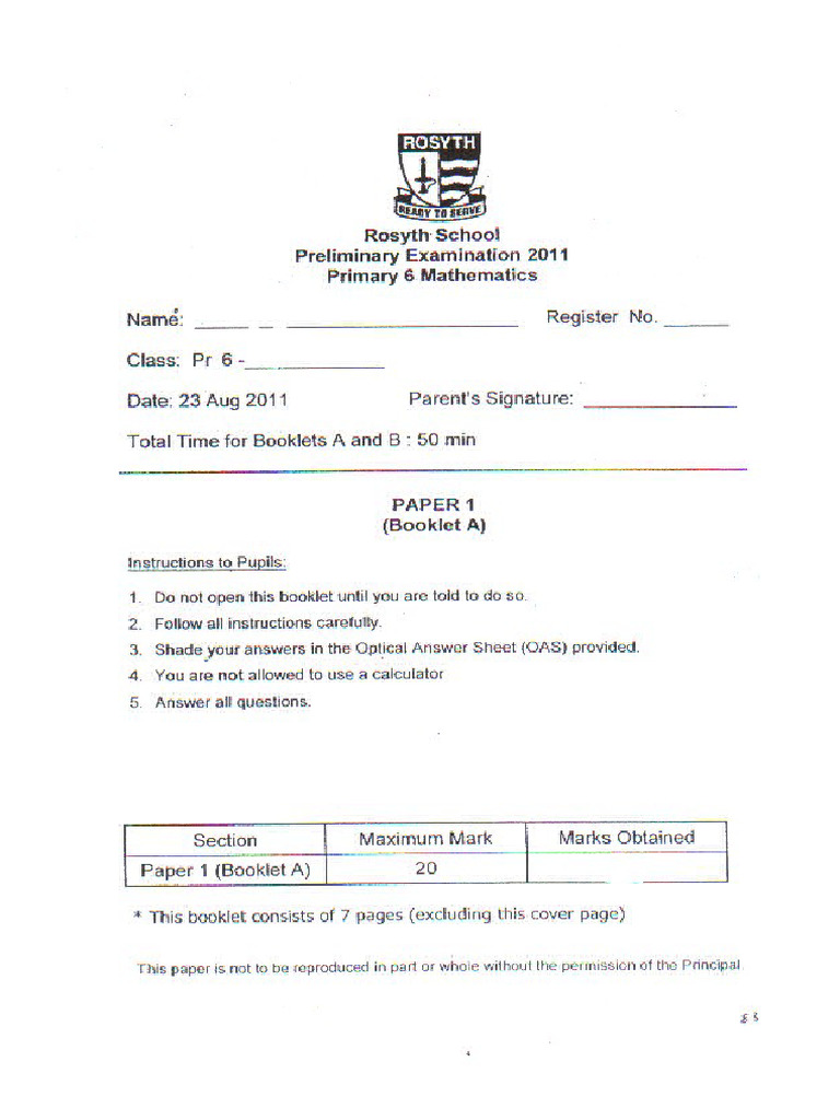 2011_Rosyth_P6_mathematics_prelim_exam | PDF 2011_Rosyth_P6_mathematics_prelim_exam | PDF