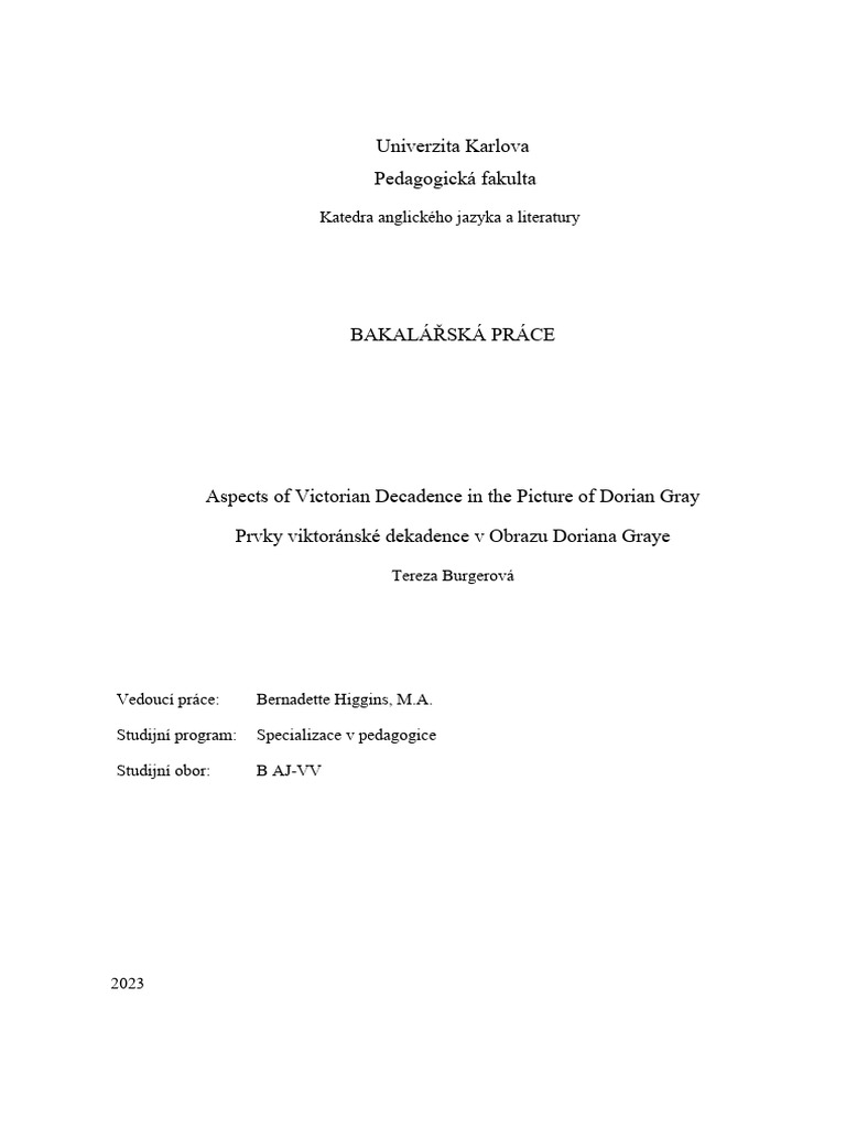 Aspects of Victorian Decadence in The Picture of Dorian Gray | PDF