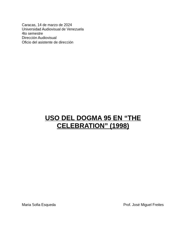 Dogma 95 en The Celebration | PDF