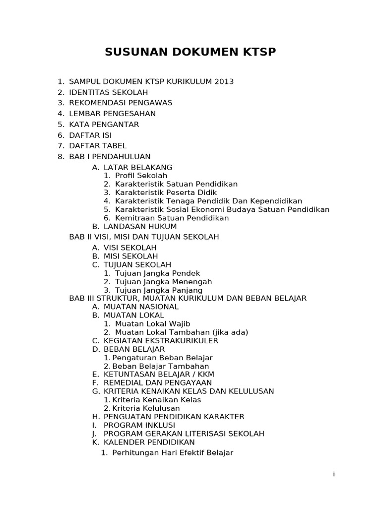 Susunan Dokumen KTSP | PDF