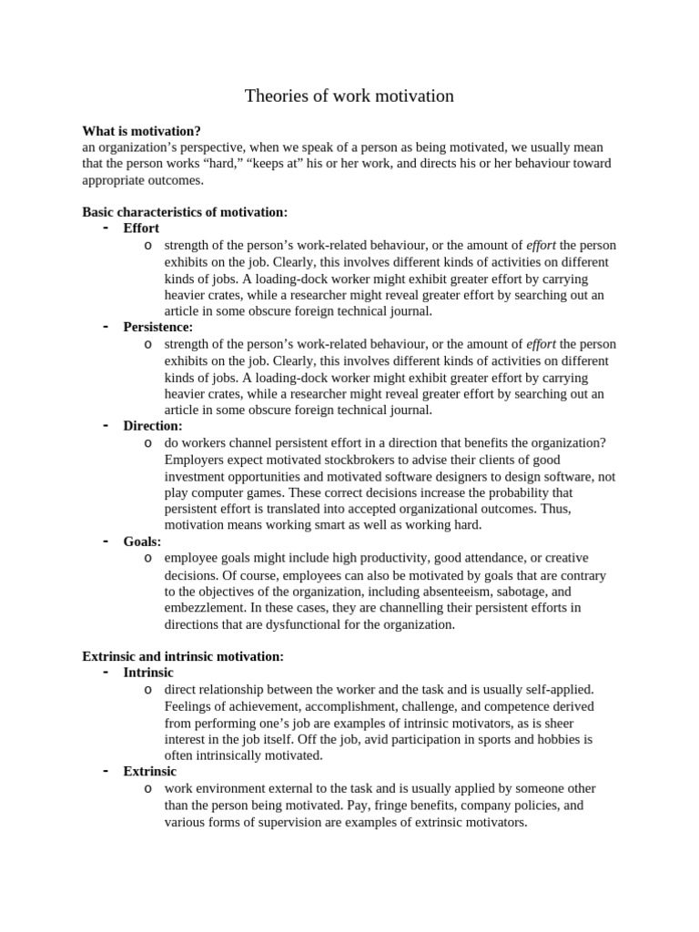 Chapter 5 - Theories of Work Motivation | PDF