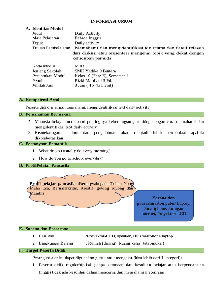 MODUL 3 Daily Activity | PDF