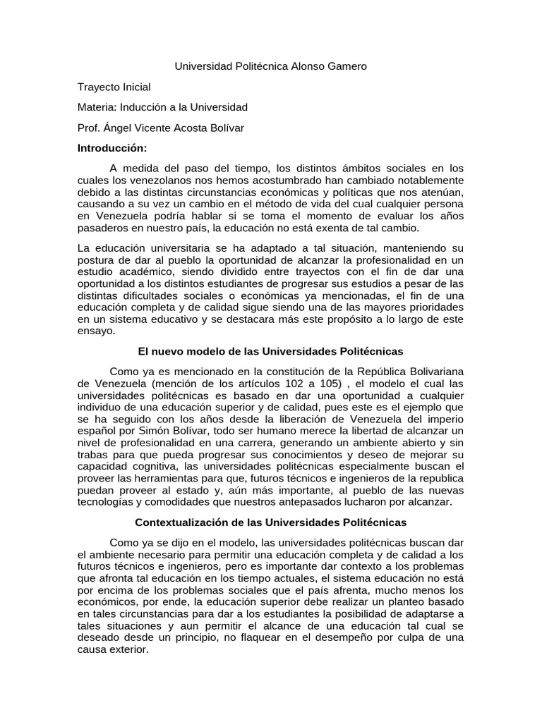 Angel Ensayo de Induccion A La Universidad | PDF