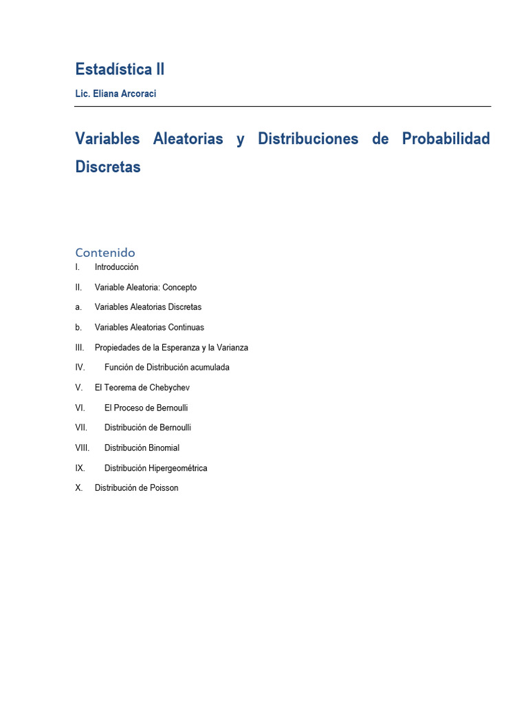 Apunte Variable Aleatoria y Distribuciones de Probabilidad Discretas | PDF