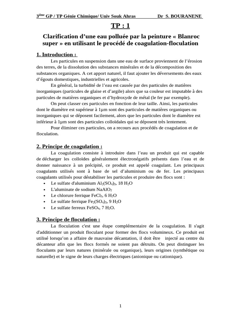 TP de Coagulation-Floculation | PDF