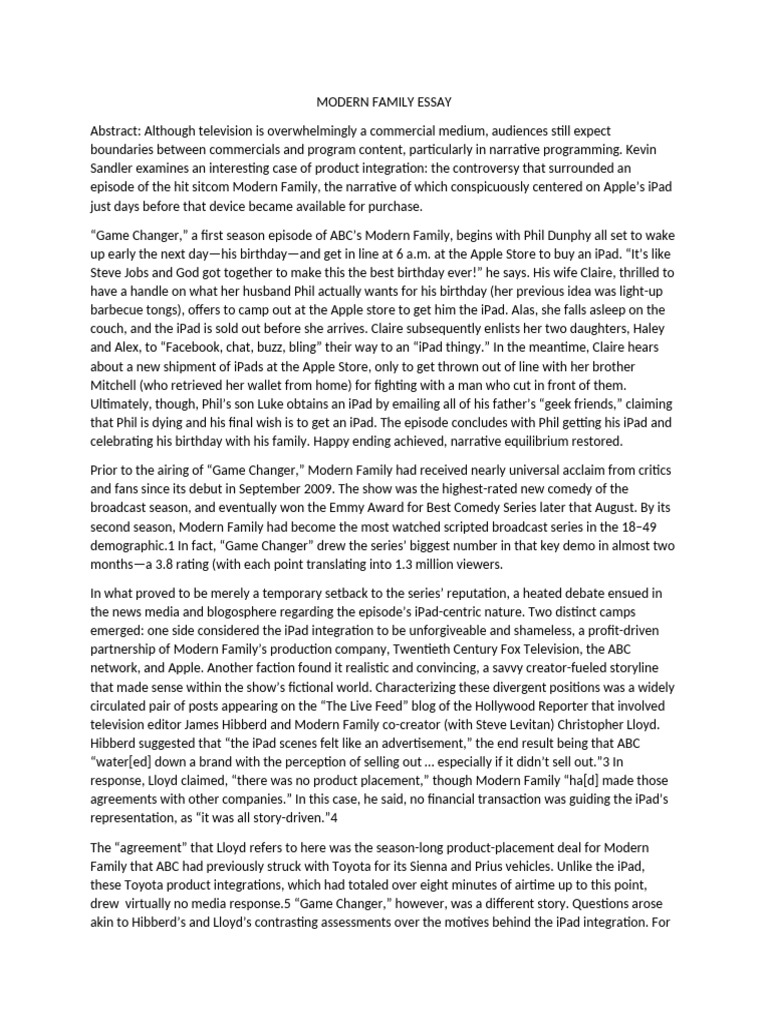 Modern Family Essay | PDF