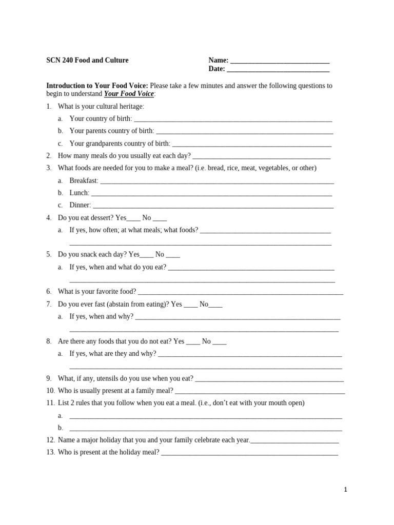 240 Intro To Your Food Voice | PDF