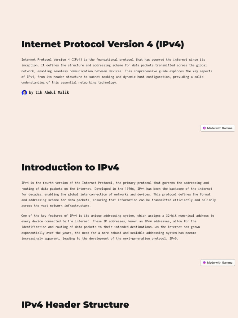 Internet Protocol Version 4 IPv4 | PDF