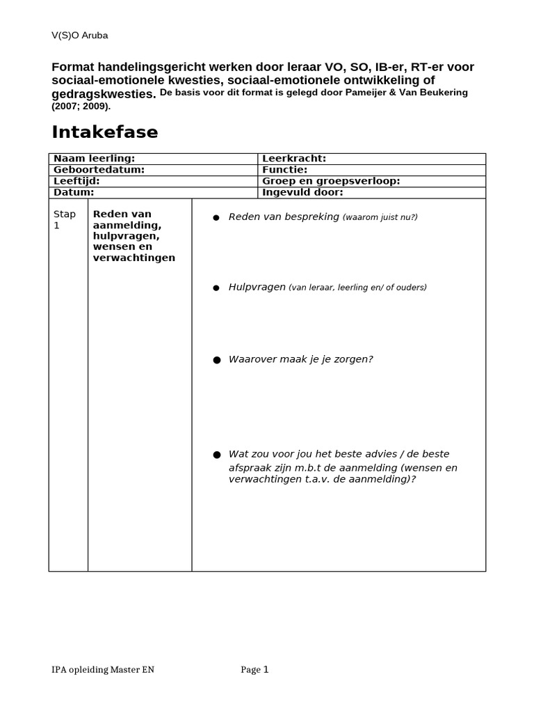 9B Format Handelingsgericht Werken Door Leraar. Eindevaluatie - V (S) O | PDF