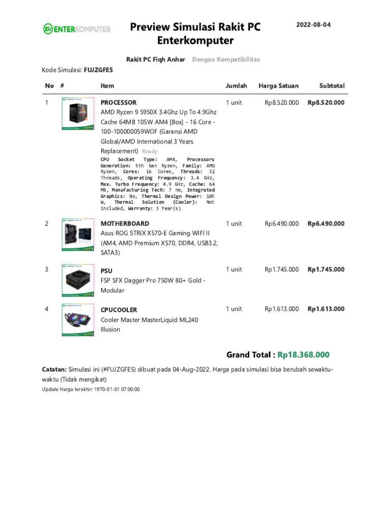 Simulasi_ Rakit PC Fiqh Anhar - Enterkomputer 1 | PDF