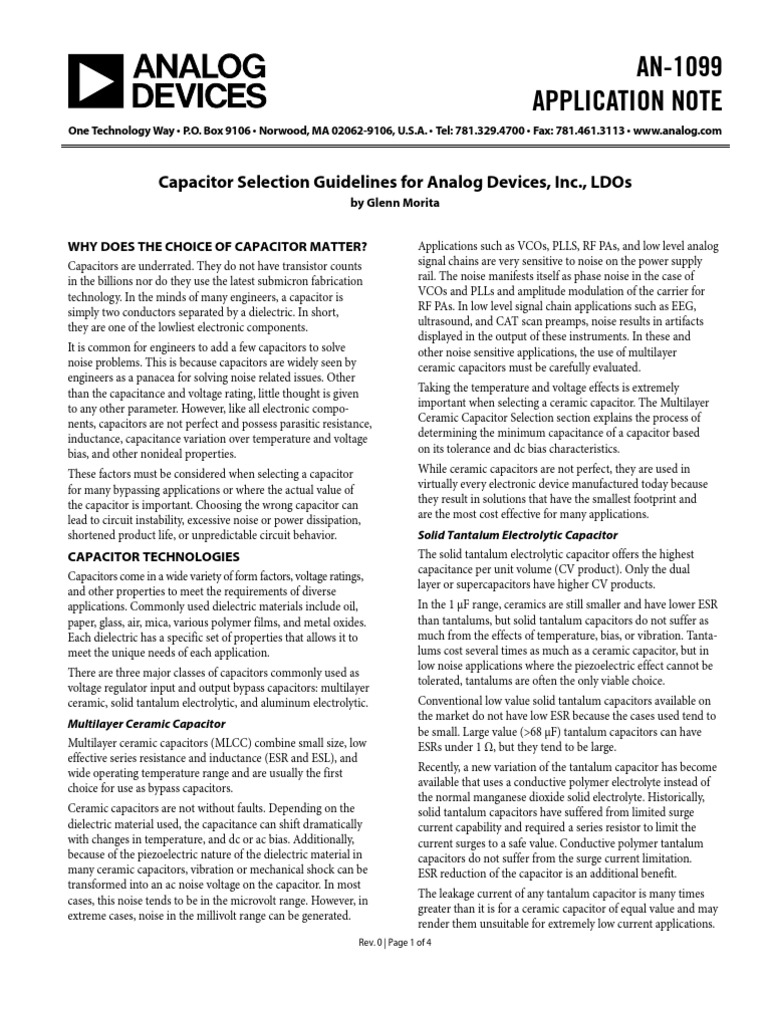 Capacitor Selection Guidelines An 1099 | PDF | Capacitor | Electromagnetism