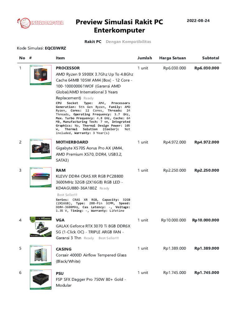 Simulasi - Rakit PC - Enterkomputer 2 | PDF
